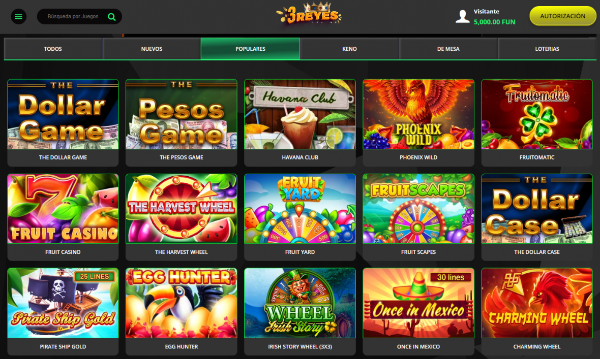 Tres Reyes Casino: Juega en línea por dinero en el Casino 3 Reyes